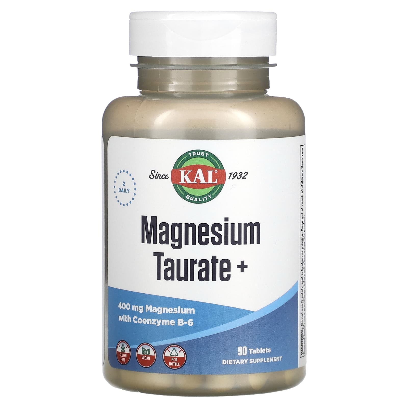KAL, Magnesium Taurate +, 400 mg, 90 Tablets (200 mg per Tablet) – vitabal-lb