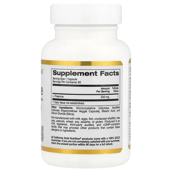 California Gold Nutrition, L-Theanine, 200 mg, 60 Veggie Capsules ...