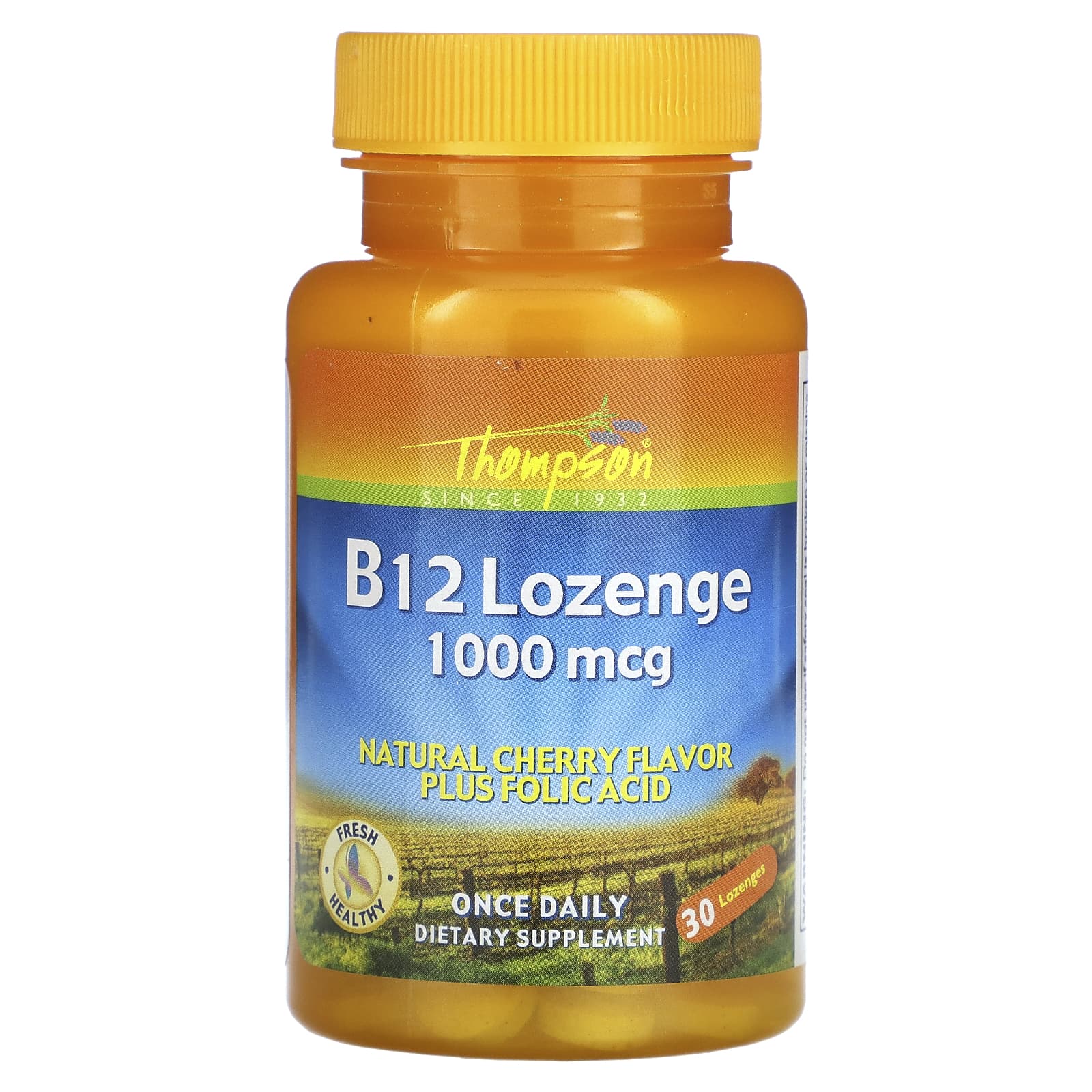 Thompson, B12 Lozenge, Natural Cherry, 1,000 mcg, 30 Lozenge – vitabal-lb