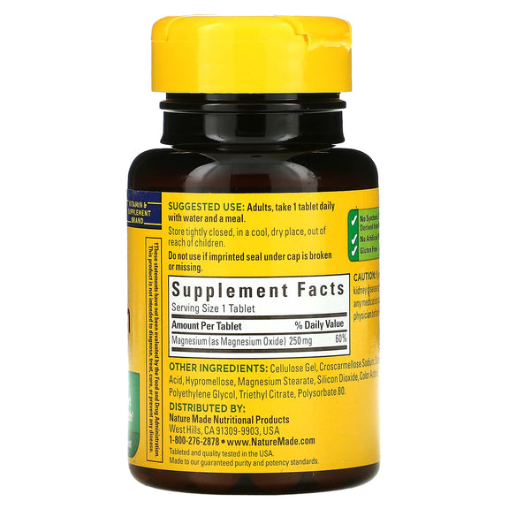 Nature Made, Magnesium, 250 mg, 100 Tablets – vitabal-lb