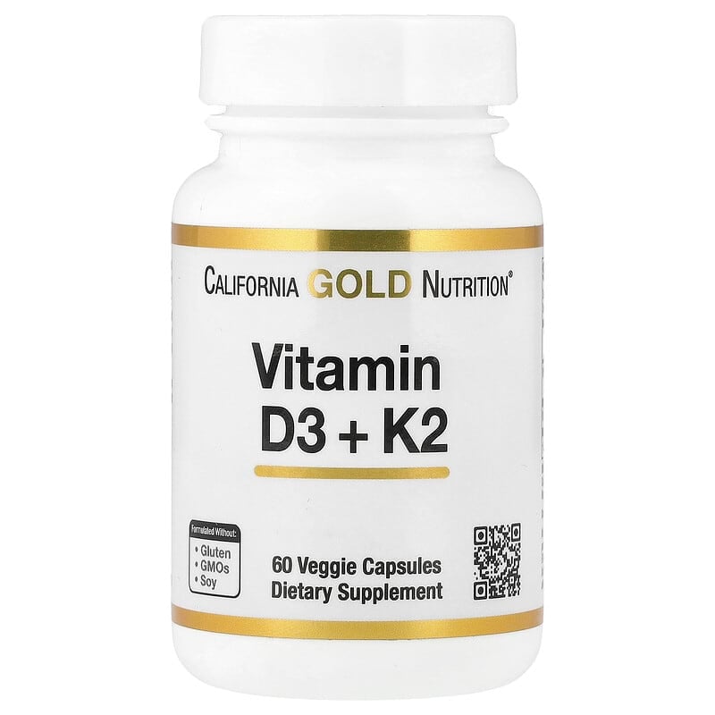 California Gold Nutrition, Vitamin D3 + K2, 60 Veggie Capsules – vitabal-lb