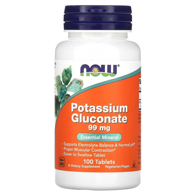 NOW Foods, Potassium Gluconate, 99 mg, 100 Tablets – vitabal-lb